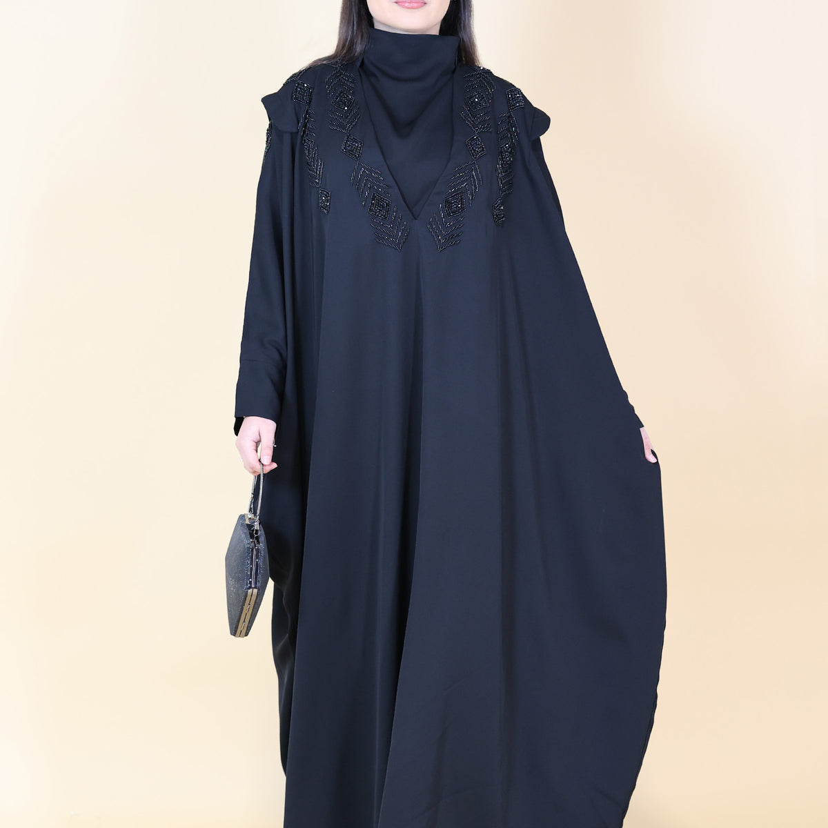 Black Embellished 3 Piece Closed Abaya Set – Modora UK