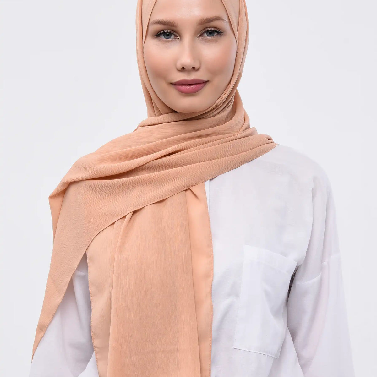 Warm Beige Crepe Chiffon Scarf – Modora UK