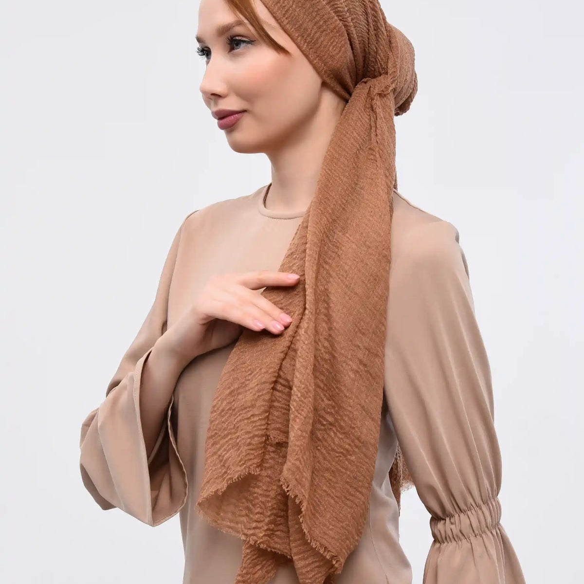 Coffee Brown Cotton Crinkle Scarf – Modora UK