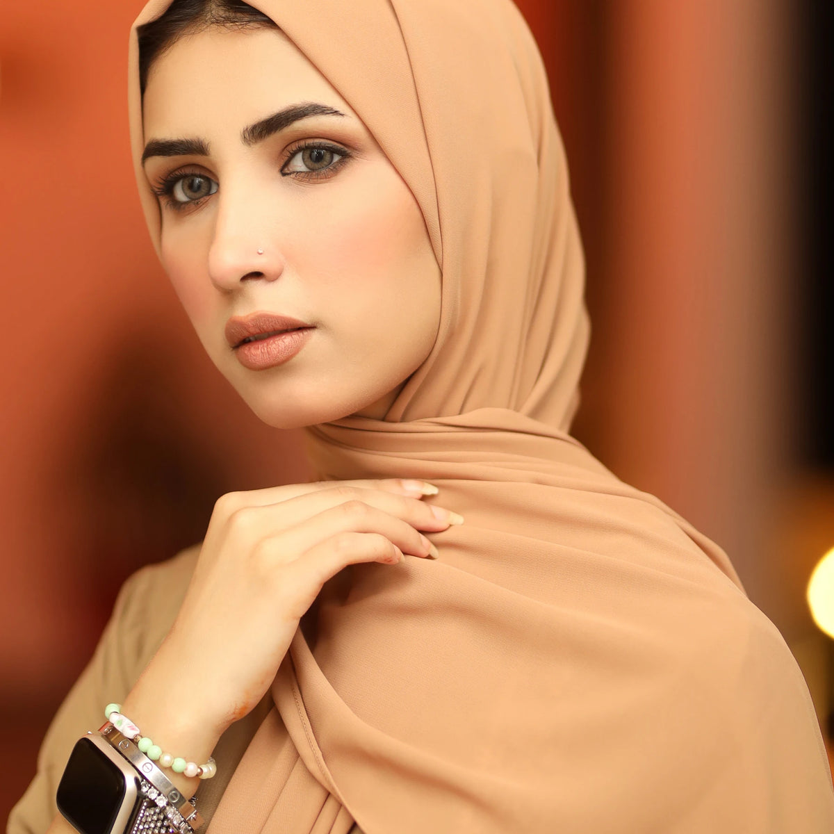 Light Brown Opaque Chiffon Scarf – Modora UK