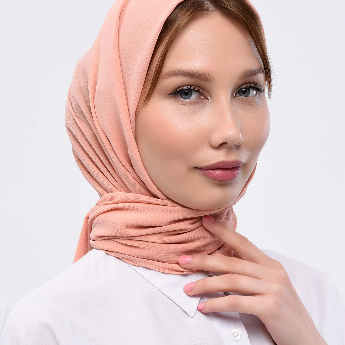 Peach Pink Crepe Chiffon Scarf – Modora UK