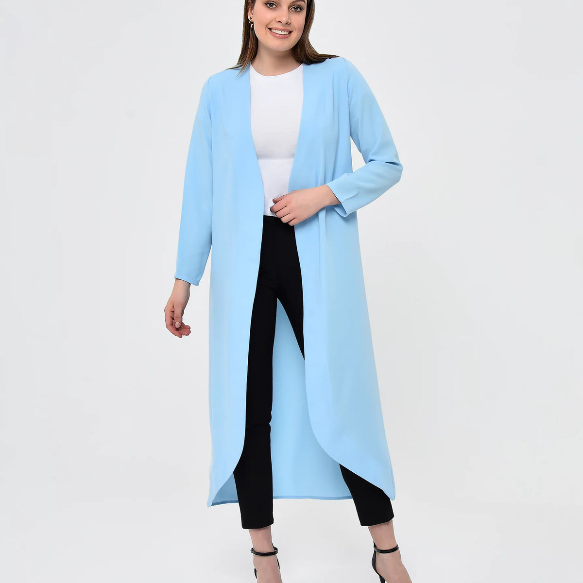 Baby Blue Kimono | Light Blue Longline Kimono | Sky Blue Kimono Jacket ...