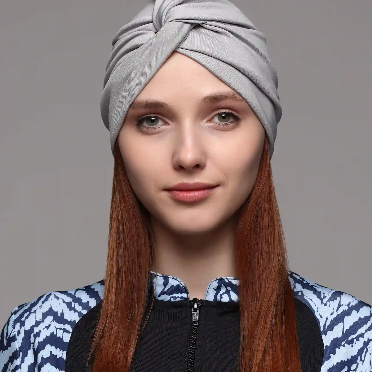 Grey Swim Cap- Grey Turban Swim Cap for Women – Modora UK