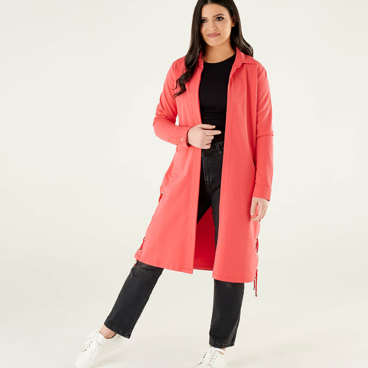 Raspberry Pink Eyelet Detail Casual Jacket | Pink Women Jacket UK ...